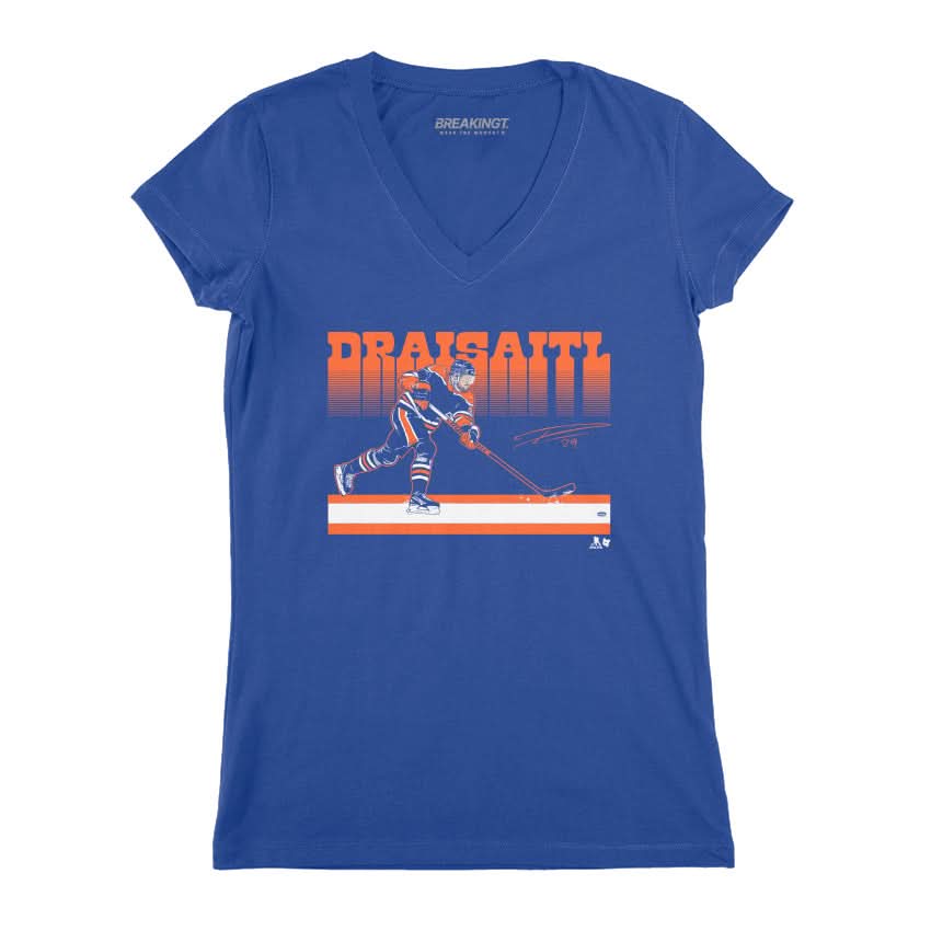 Leon Draisaitl Slap Shot Shirt, Edmonton - NHLPA Licensed - BreakingT