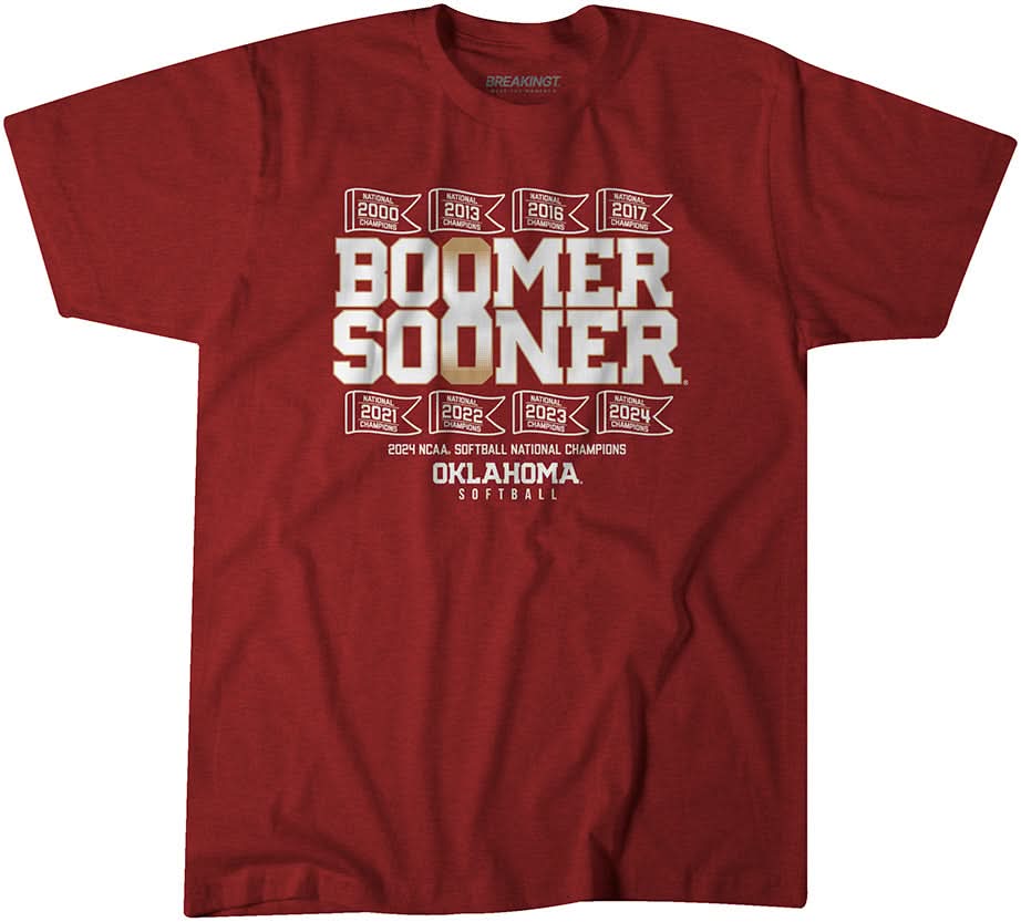 Oklahoma Softball: 8x National Champs Shirt - NCAA Licensed -BreakingT