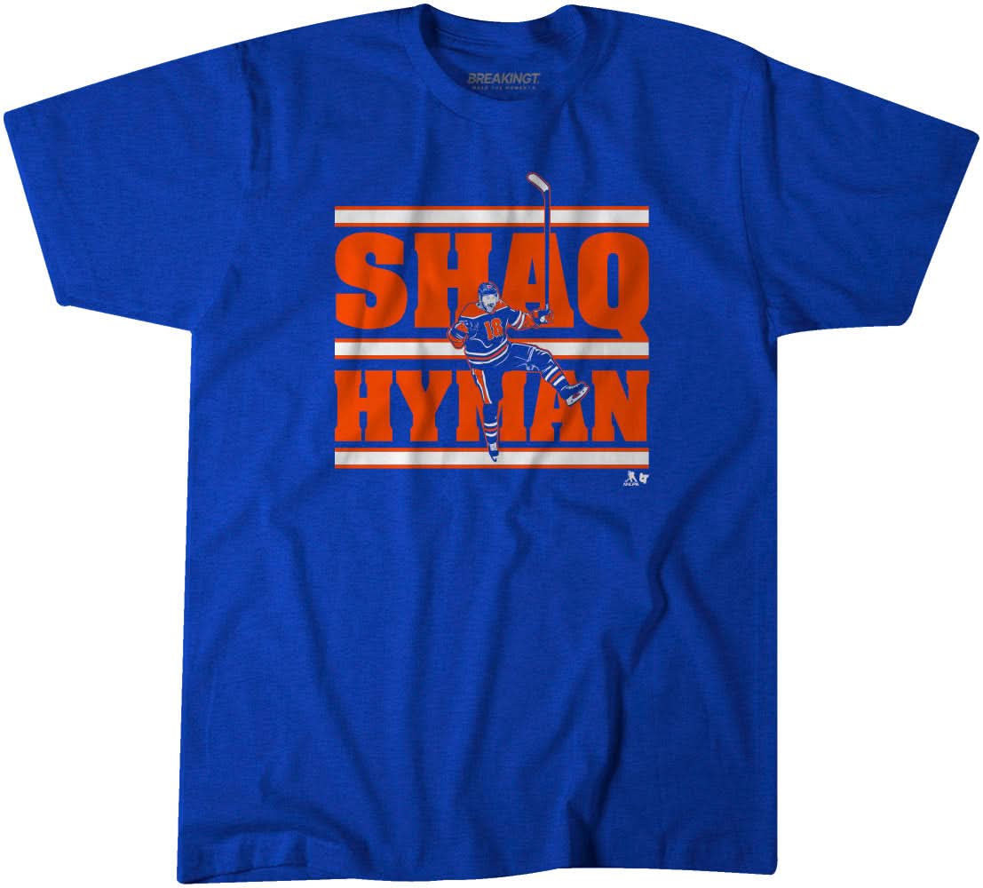 Zach Hyman: Shaq Hyman Shirt, Edmonton - NHLPA Licensed - BreakingT Zach Hyman: Shaq Hyman Shirt, Edmonton - NHLPA Licensed - BreakingT