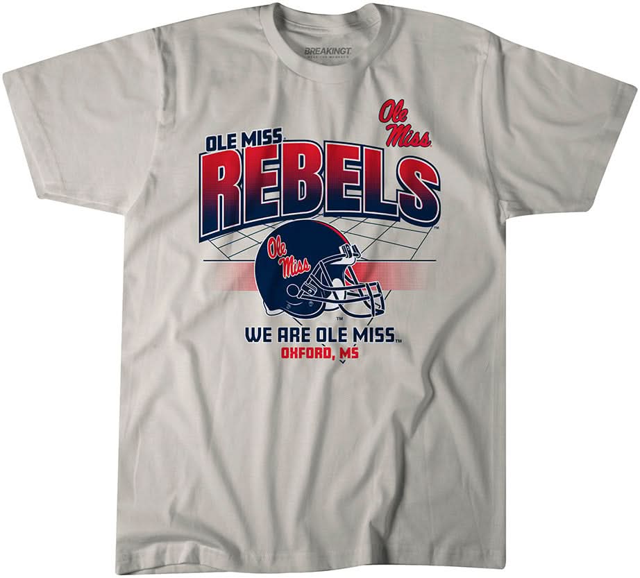 Ole Miss Football: Helmet Grid Shirt - Ole Miss Licensed -BreakingT