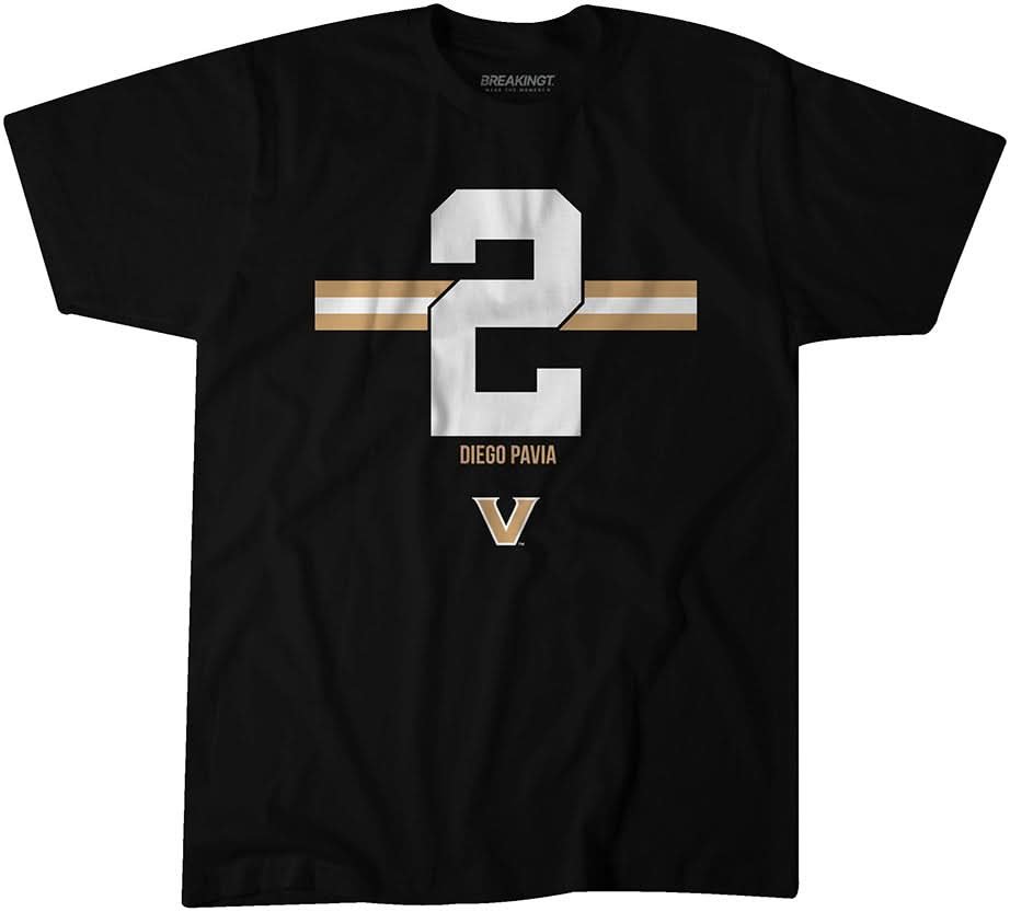 Vanderbilt Football: Diego Pavia 2 Stripe Shirt - NIL x BreakingT