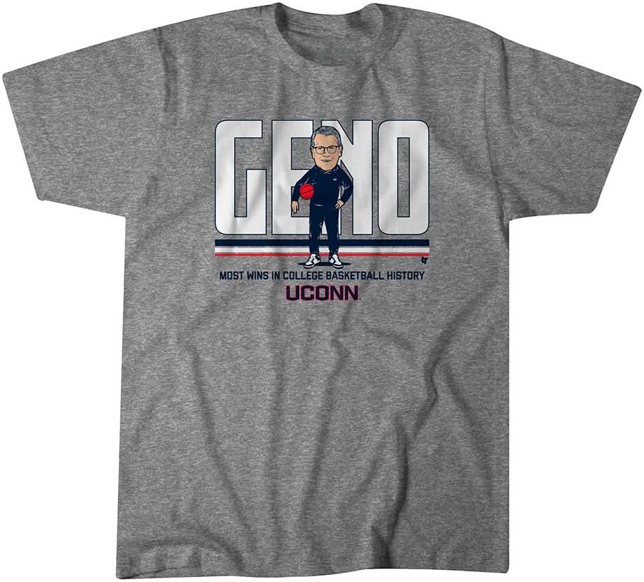 UConn WBB Geno Auriemma Wins Record Shirt - UConn Licensed - BreakingT
